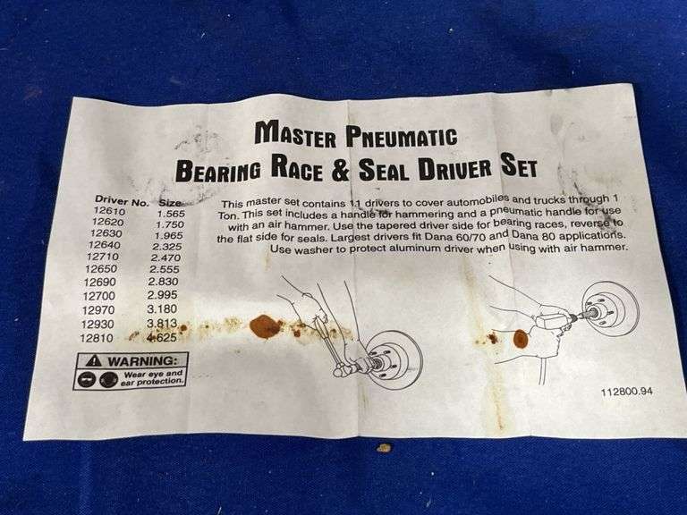 Bearing race & seal driver set - Auction Services LTD