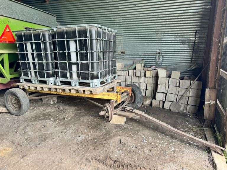 Four Wheeled Trailer with 2 Chemical Totes (totes are food grade and ...