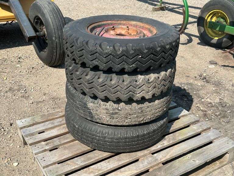 Tires and Rims off a 1950 GMC Pickup, 6 Bolt Rims with Hub Cap Clips, 6 ...