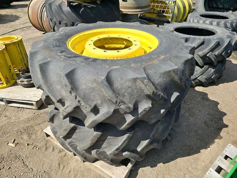 (2) 480/70R30 Goodyear DT810 Tires on 12 Bolt Front Wheel Assist Rims ...
