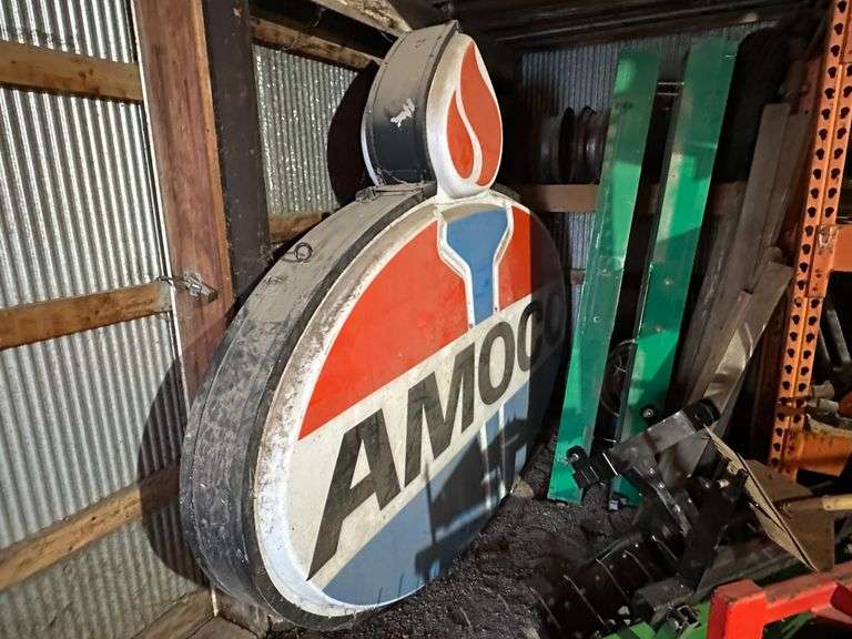 Amoco Lighted Sign, Torch and Oval, 8’3” x 6’6”, Worked When Taken Down ...