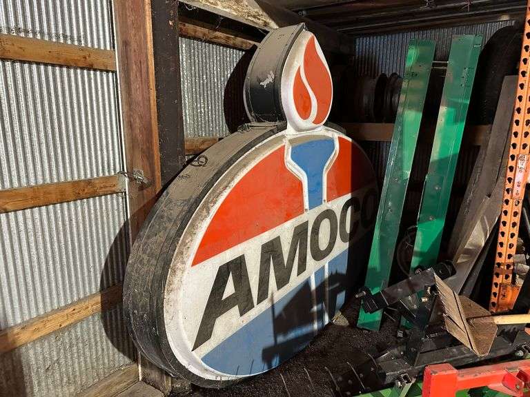 Amoco Lighted Sign, Torch and Oval, 8’3” x 6’6”, Worked When Taken Down ...