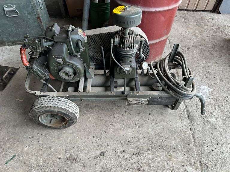 Older Army Diesel Air Compressor on Cat, Unsure of Working Order ...