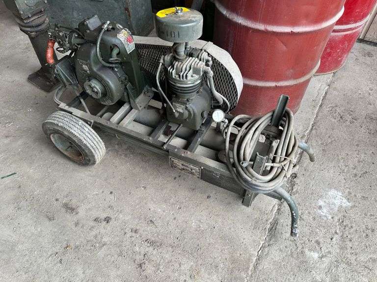 Older Army Diesel Air Compressor on Cat, Unsure of Working Order ...