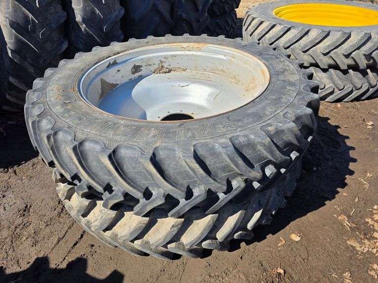 (2) IF 380/90R46 Alliance Agri Flex 354 Tires on 10 Bolt Silver Dual ...