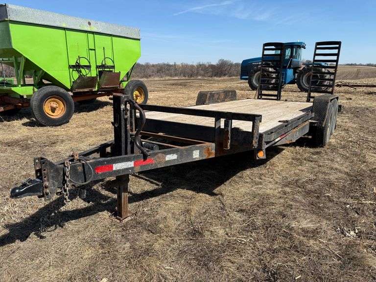 2001 Bison 8x18 Car Trailer, 5 ½’ Ramps, 235/85R16 Tires on 8 Bolt Rims ...