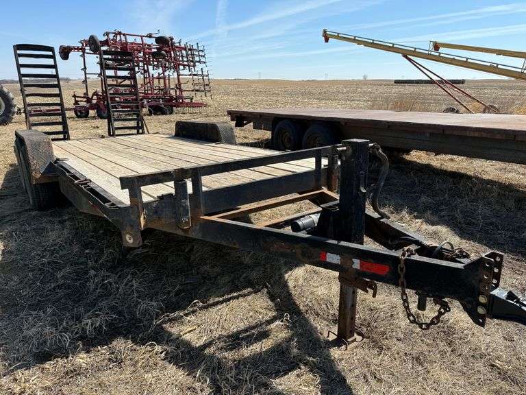 2001 Bison 8x18 Car Trailer, 5 ½’ Ramps, 235/85R16 Tires on 8 Bolt Rims, Some Newer Deck Boards ...