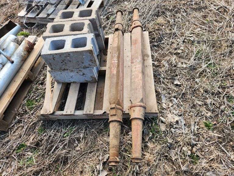 2 Old Wooden Axles and Blocks - Fragodt Auction and Real Estate LLC