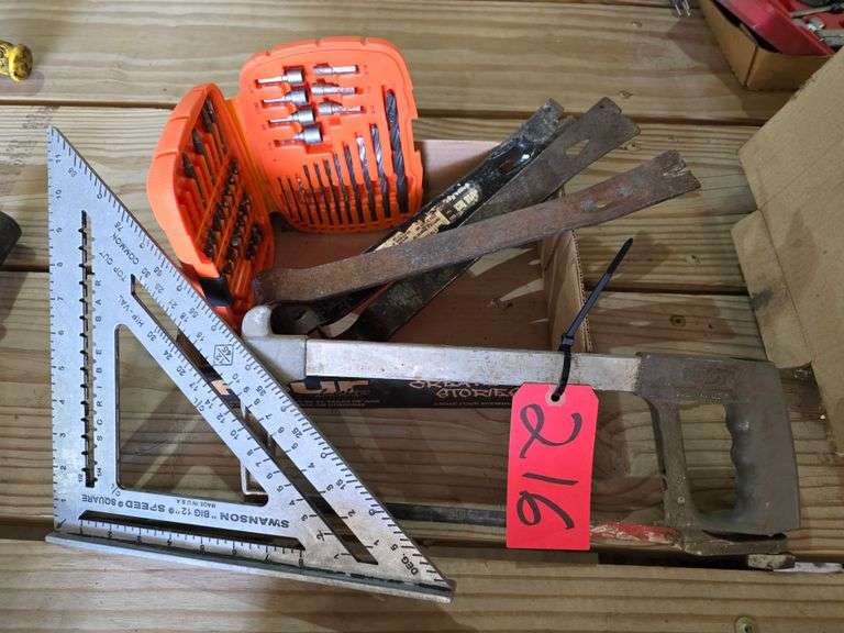 12” Speed Square, Crow Bars, Hack Saw, Drill Bits/Drivers - Fragodt ...