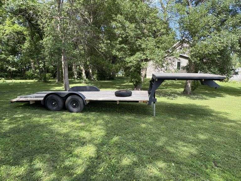 Homemade 5th Wheel Flatbed Trailer, Tandem Axle, 92”x19’ 2” New Wood ...