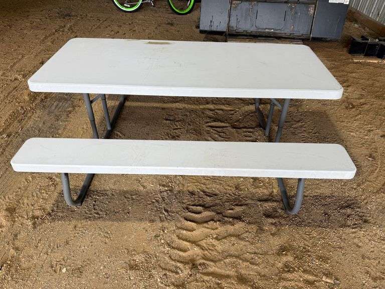 (3) Menards Brand Folding Picnic Tables, 1 has a bent bar, Buying All ...