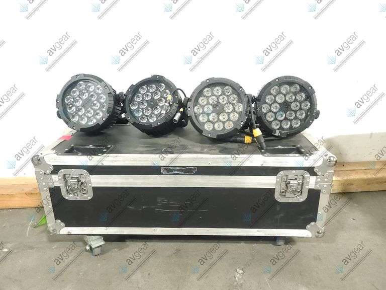 (4) HEXPAR 18 IP Outdoor LED Par Cans in Wheeled Road Case - Joseph ...