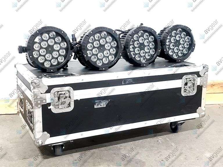 (4) HEXPAR 18 IP Outdoor LED Par Cans in Wheeled Road Case - Joseph ...