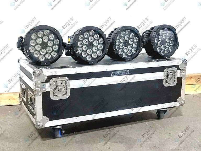 (4) HEXPAR 18 IP Outdoor LED Par Cans in Wheeled Road Case - Joseph ...