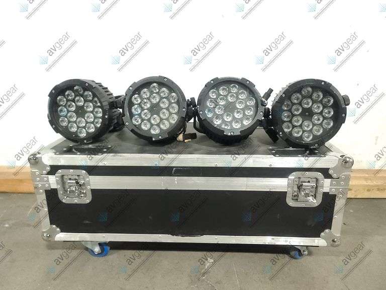 (4) HEXPAR 18 IP Outdoor LED Par Cans in Wheeled Road Case - Joseph ...