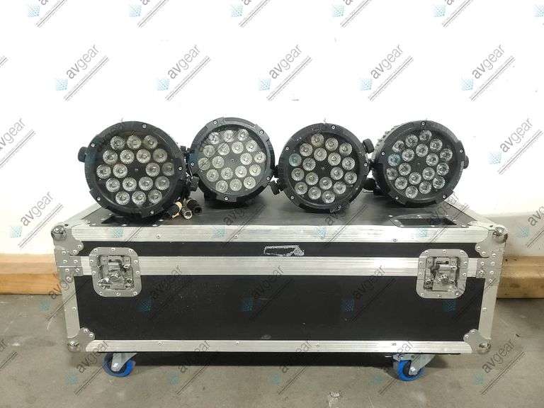 (4) HEXPAR 18 IP Outdoor LED Par Cans in Wheeled Road Case - Joseph ...