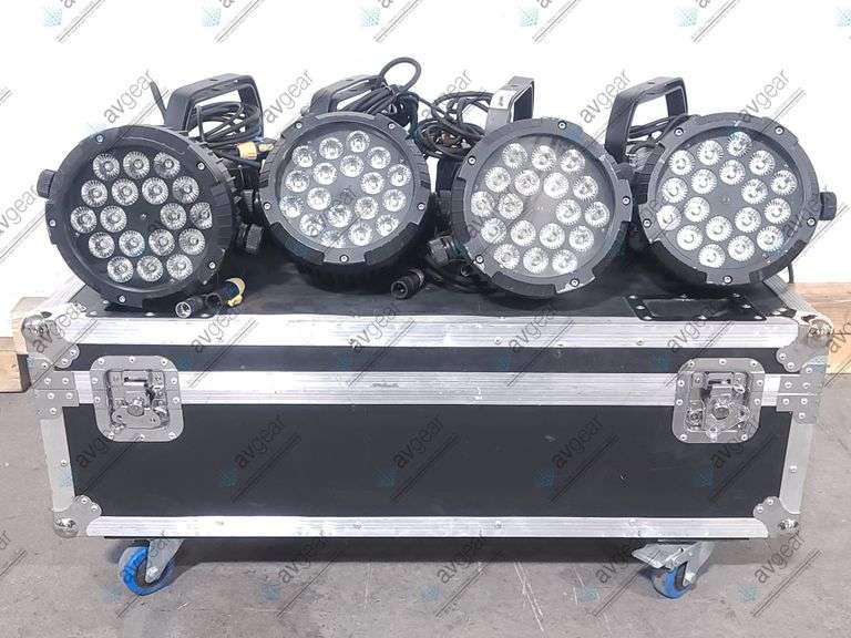 (8) HEXPAR 18 IP Outdoor LED Par Cans in Wheeled Road Case - Joseph ...