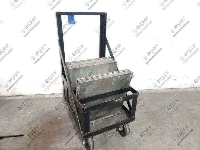 (21) Metal Drape Bases w/ (21) Metal Couplers in Wheeled Cart - Joseph ...