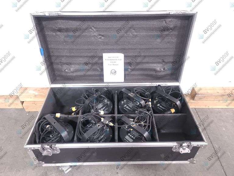 (6) HEXPAR 18 IP Outdoor LED Par Cans in Wheeled Road Case - Joseph ...