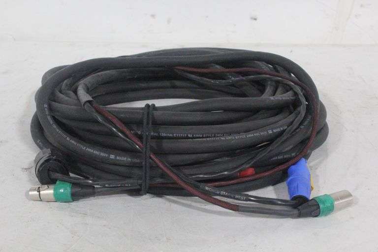 50' - Audio Cable w/ (1) Powercon + (2) XLR Connectors + (1) Edison ...