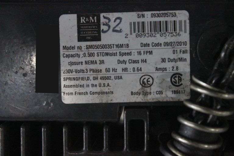 R&M Stagemaker SR5 1/2 Ton Chain Hoist w/ 80' Chain - Joseph Finn Co., Inc.