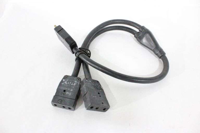 30" - 15A 250V/20A 125V Stage Pin (Male) to (2) 15A 250V/20A 125V Stage ...