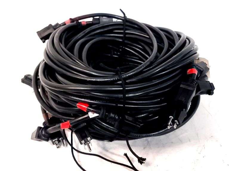 225' Total - (3) 25', (10) 15' 300V Power Cable w/ Edison Male to ...