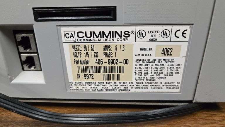 Cummins JetScan Bill Counter Model 4062 (406-9902-00) - Joseph Finn Co ...