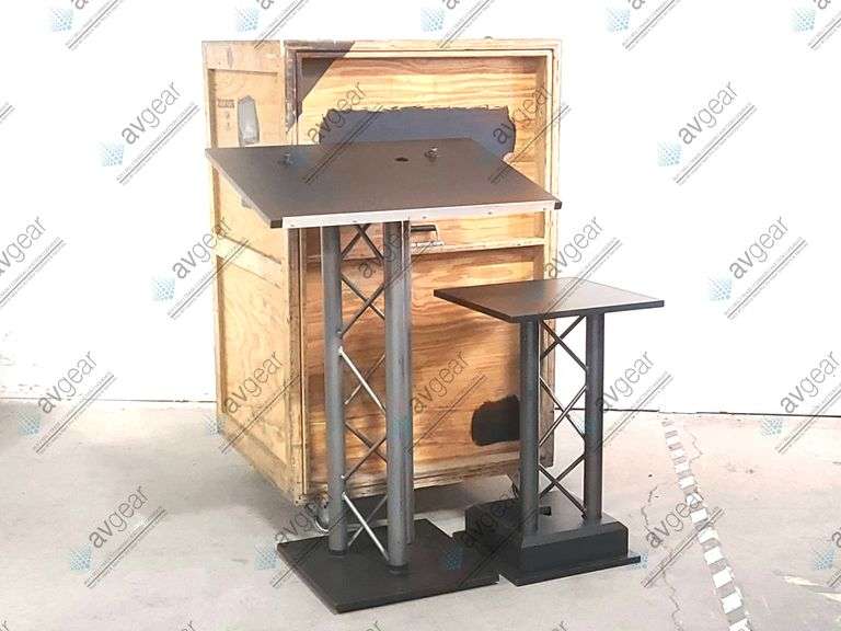 Unbranded Single Truss Lectern and Pedestal in Wheeled Wood Case ...