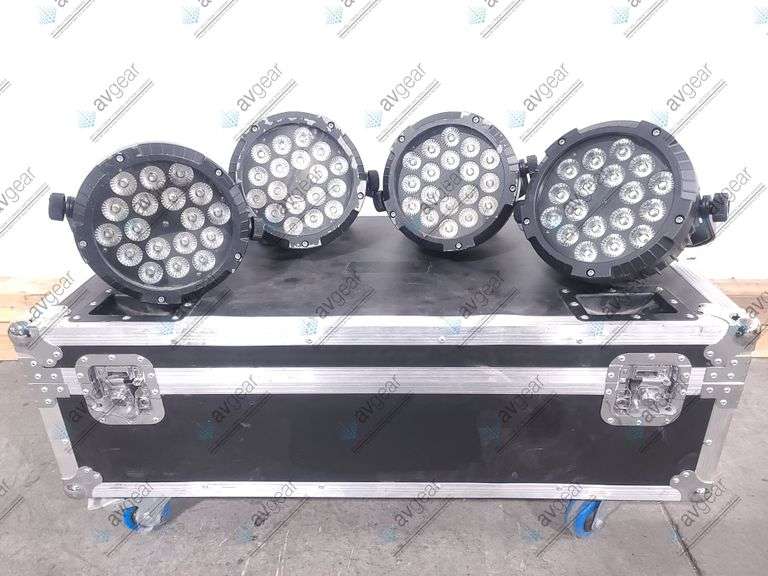 (4) HEXPAR 18 IP Outdoor LED Par Cans in Wheeled Road Case - Joseph ...