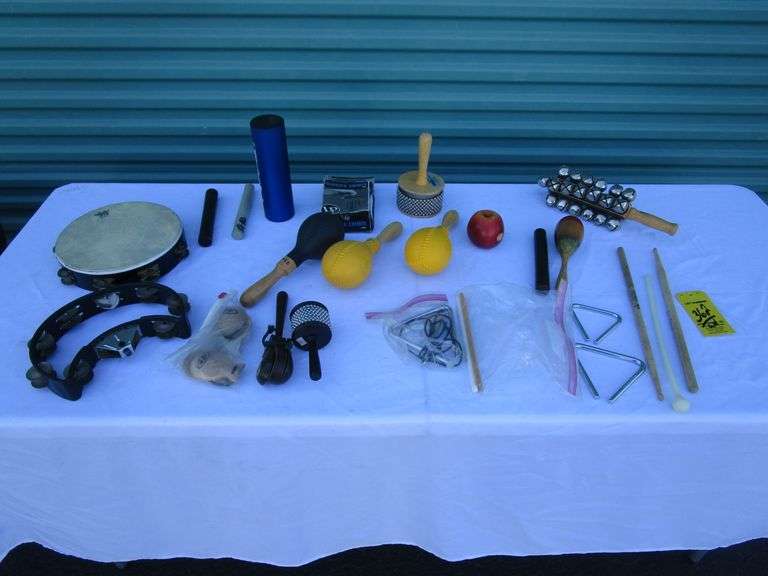 LOT Asst. Percussion Equipment w/ Maracas, Shakers, Triangles ...