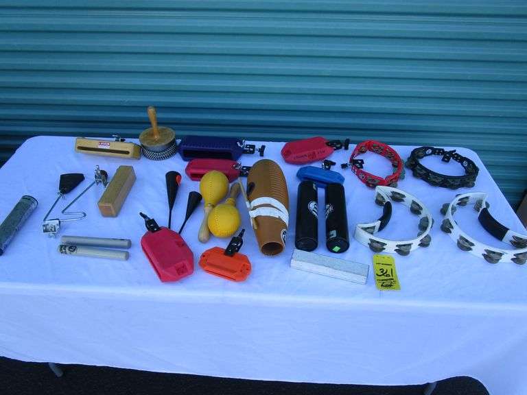LOT Asst. Percussion Equipment w/ Tambourines, Shakers, Etc. - Joseph ...