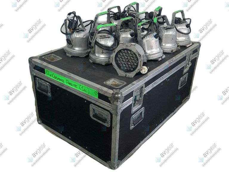 (12) Coemar Silver ParLite LED Lights w/ Gel Frames in Wheeled Road ...