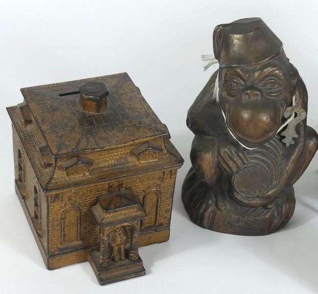 6 ANTIQUE/VINTAGE COIN BANKS - Gardner Galleries