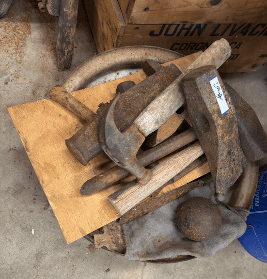 Assorted tools, wood box - Gary Realty & Auction