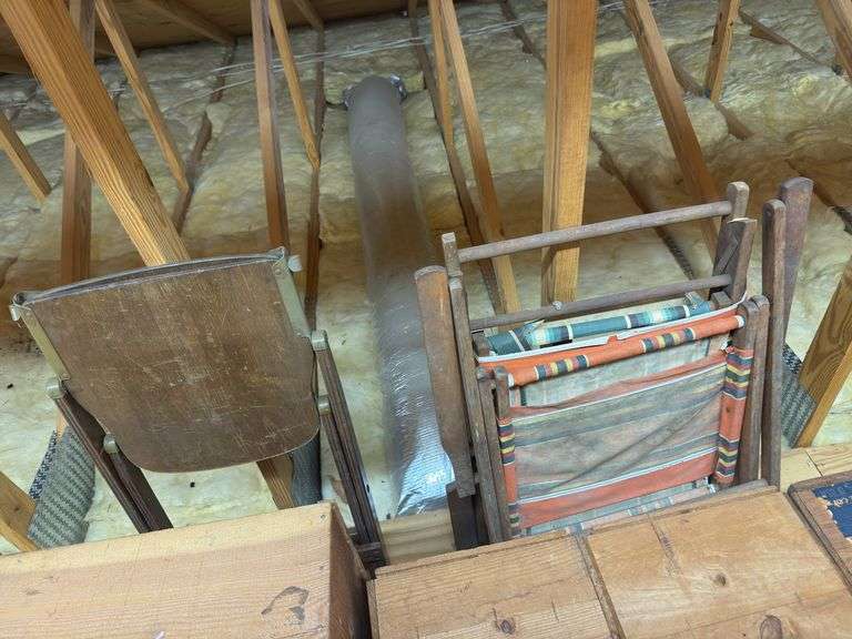 Wooden boxes and chairs - Gary Realty & Auction