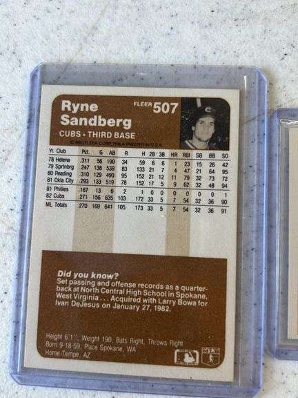 1983 topps wade boggs rookie, 1983 donruss ryan sandberg rookie, 1983 ...