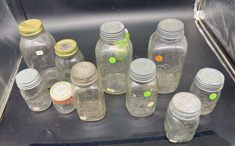 (3) sets clear fruit jars - Gary Realty & Auction