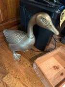 Brass goose, shredder, box - Gary Realty & Auction