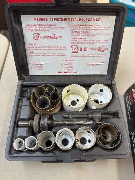 Hole saw kit, poly nut kit, suction gun - Gary Realty & Auction