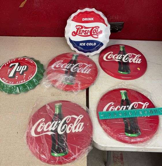 6 repro metal signs - Gary Realty & Auction