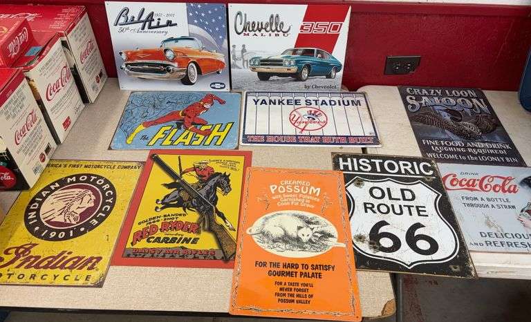 10 Metal repro signs - Gary Realty & Auction