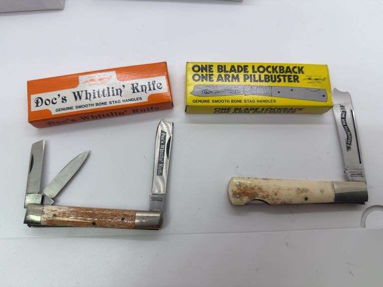 Whittlin knife, one arm pill buster - Gary Realty & Auction