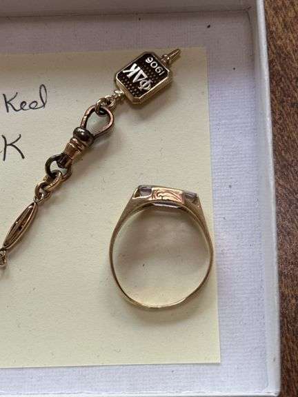 Marked 10k gold ring and chain - Gary Realty & Auction