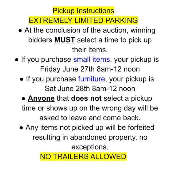 Pickup Schedule Instructions!!! - Gary Realty & Auction