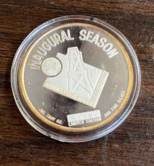 Tn oilers 1997 silver coin 1 Troy oz - Gary Realty & Auction