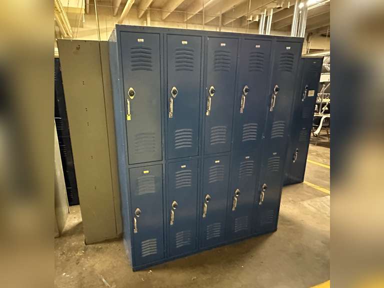 (5) Units of 10 Double Tier Metal Combination Lock Lockers - Gavel ...