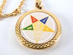 Vintage "Order of the Eastern Star" 1776 Coin Pendant on 25" Gold Tone ...