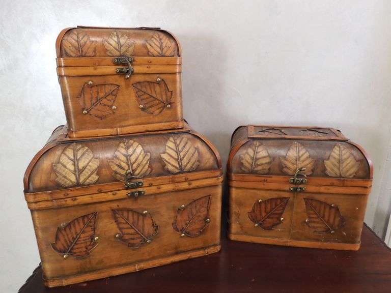 Trio of Nesting Rattan Lidded Boxes - GC5 Auctions