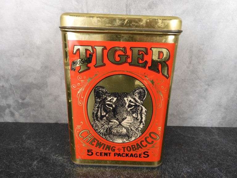 Vintage Tiger Fine Cut Chewing Tobacco Tin - GC5 Auctions